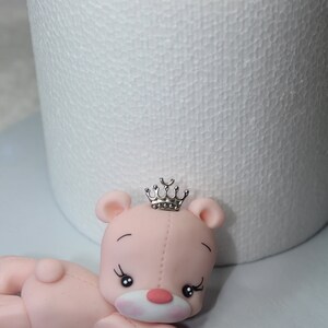 Pink Princess Bear With Majesty Crown Size 9 Cm Fondant or Cold ...