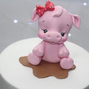 Piggy Fondant, Cold Porcelain Piggy Figure, Farm Party Decorations ...