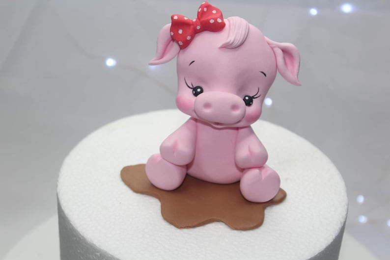 Piggy Fondant, Cold Porcelain Piggy Figure, Farm Party Decorations ...