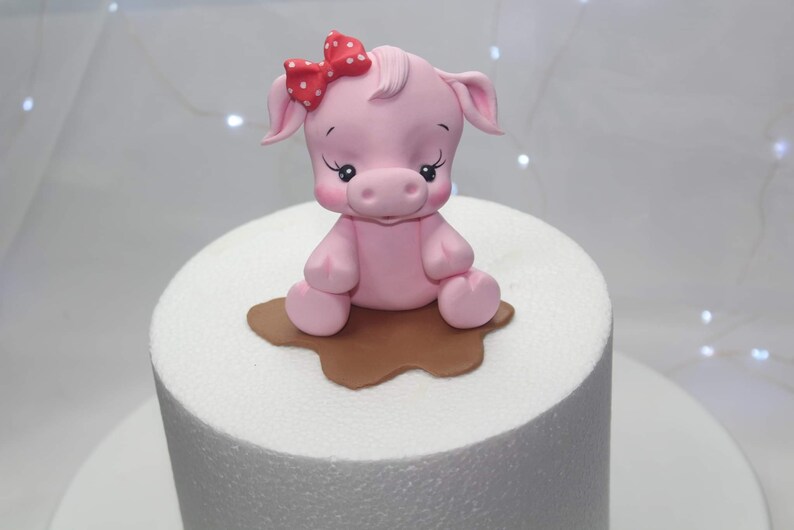 Piggy Fondant, Cold Porcelain Piggy Figure, Farm Party Decorations ...