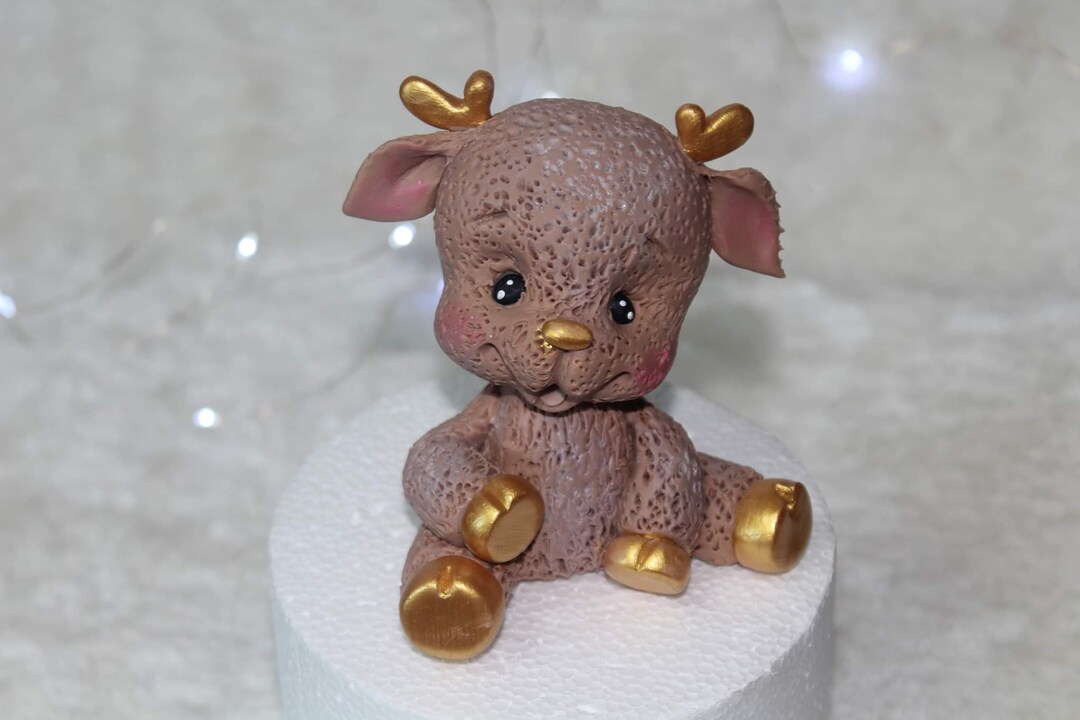 Reindeer Fondant Figure,santa Reindeer for Cake, Golden Reindeer for ...