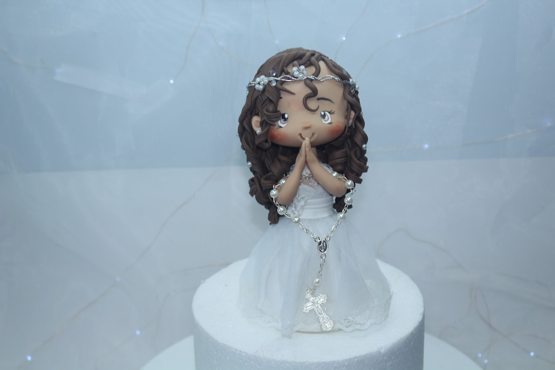 Girl First Communion Figurine. Beautiful Cake Topper for Christening ...