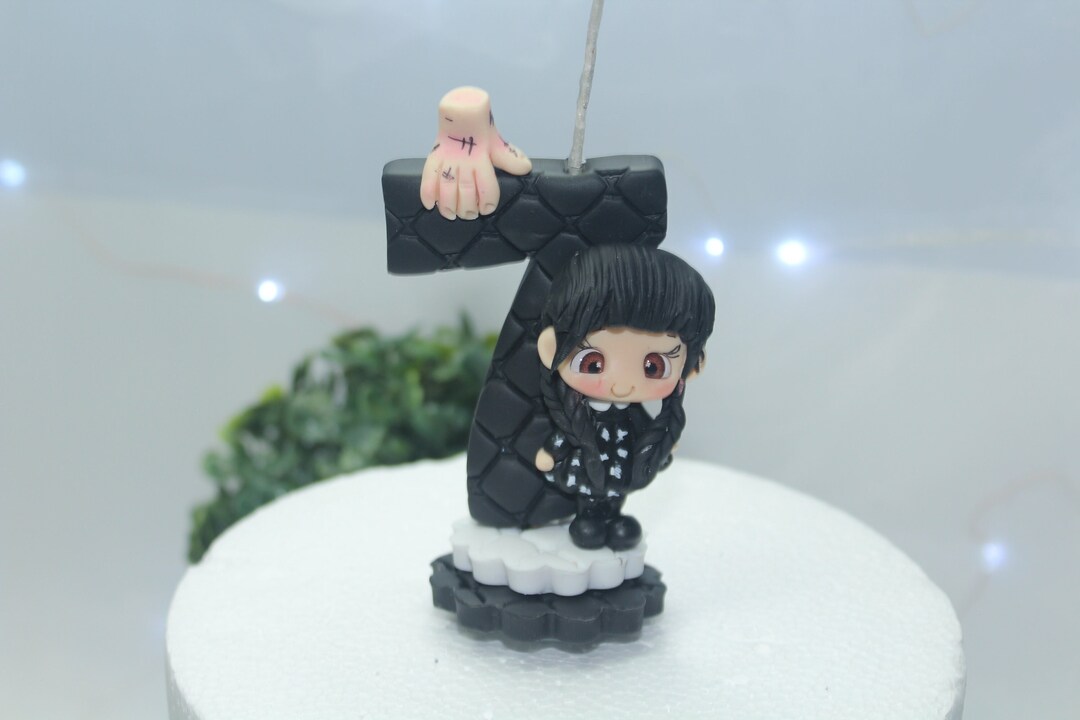 Candle Girl, Wednesday Addams Inspired Candle, Cold Porcelain Candle ...
