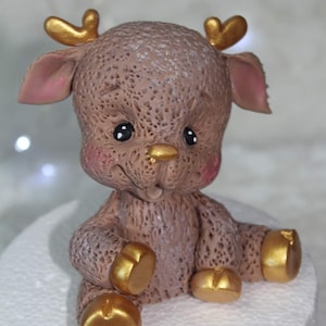 Reindeer Fondant Figure,santa Reindeer for Cake, Golden Reindeer for ...