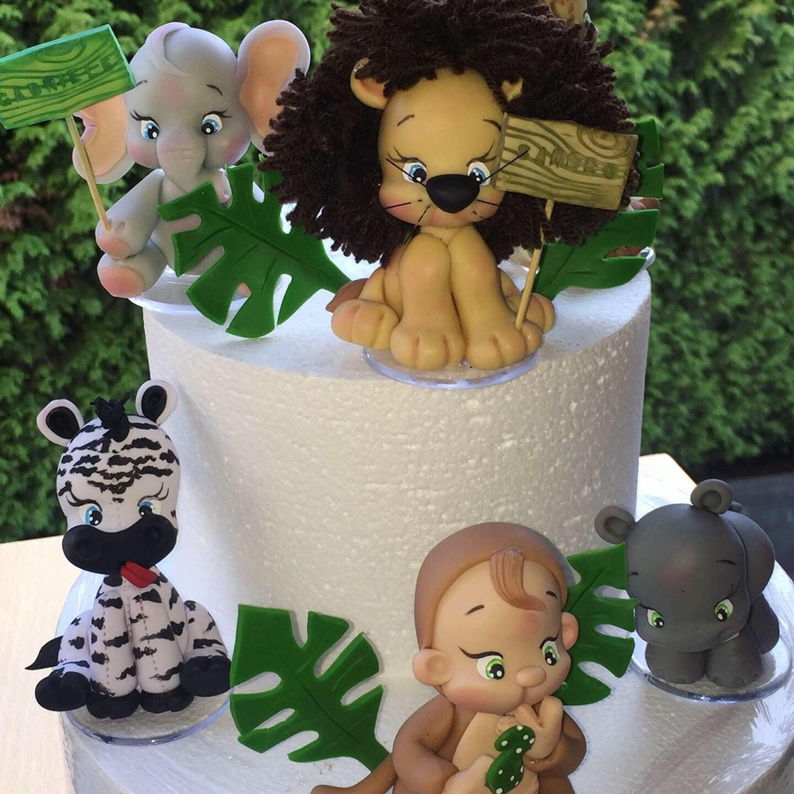 Safari Cake Topper Giraffe Cake Topper Cold Porcelain Jungle - Etsy