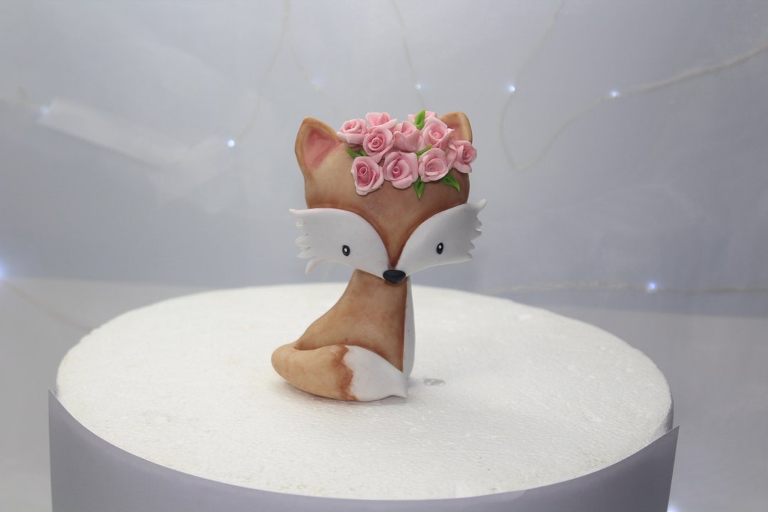 Fox Cake Topper,fox Figure,fondant Fox,sugar Paste Fox,woodland Cake ...