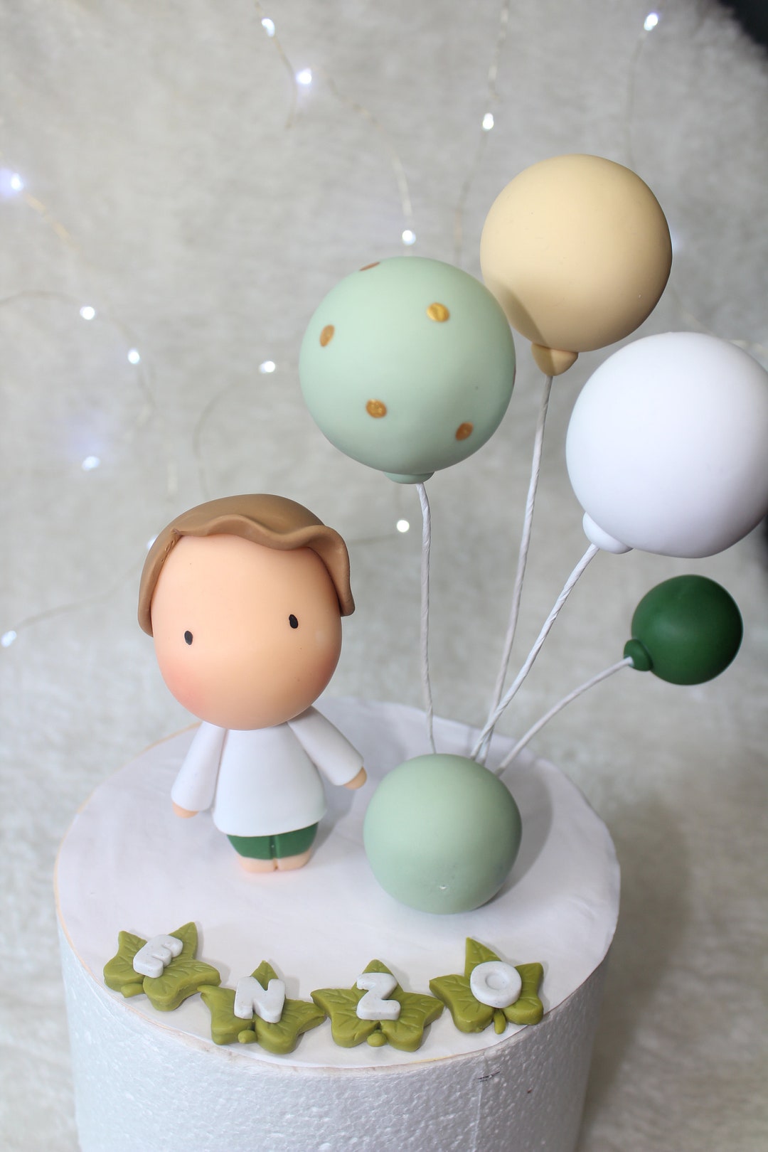 Boy Cake Topper With Ball Balloons Party Decoration, Cake Decoration in ...