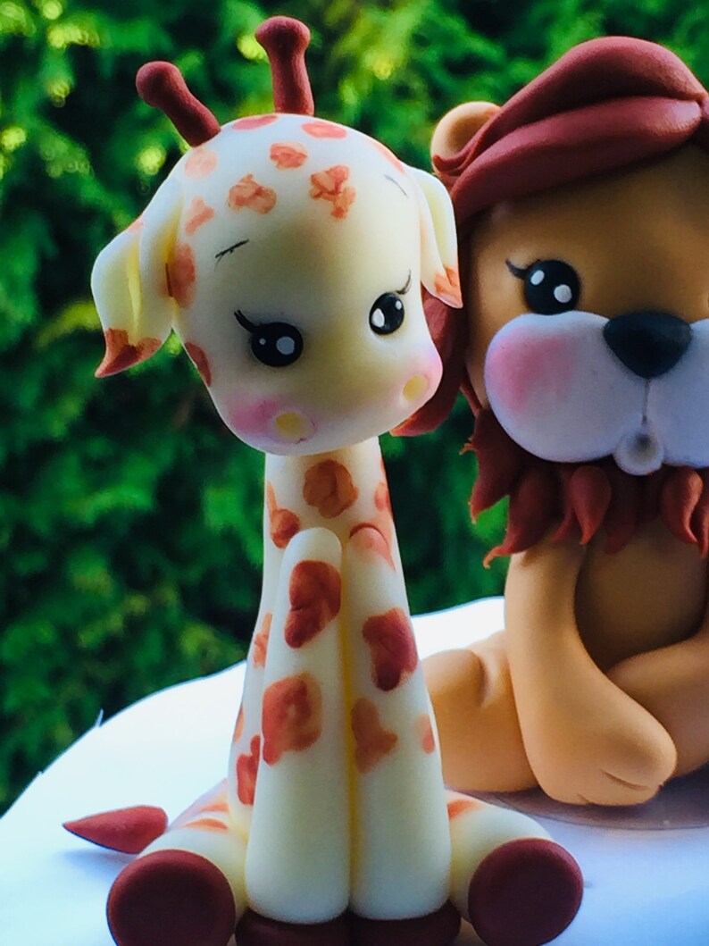 Safari Cake Topper Giraffe Cake Topper Cold Porcelain Jungle - Etsy