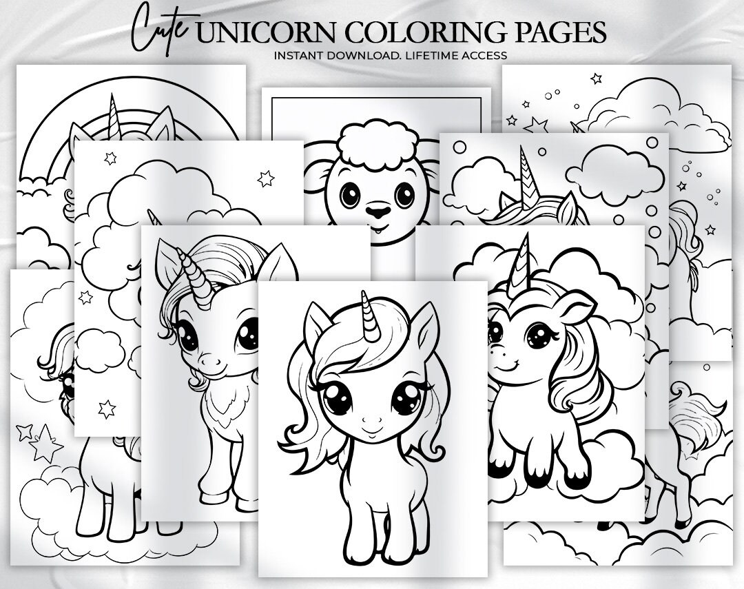 Cute Unicorn Coloring Pages, Kids Activity Coloring Pages, Funny ...