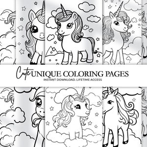 Cute Unicorn Coloring Pages, Kids Activity Coloring Pages, Funny ...