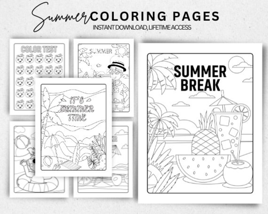 Sizzling Summer Coloring, Printable Pages for All Ages, Printable ...
