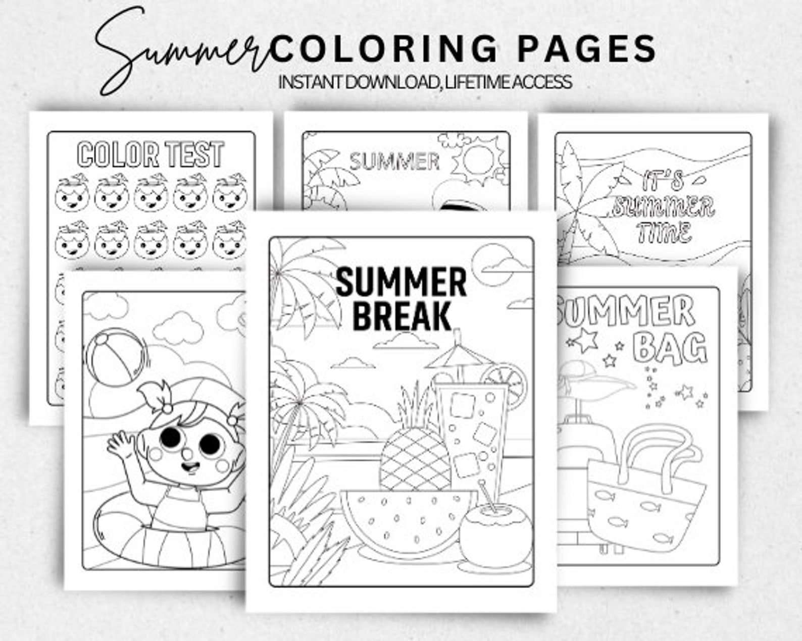 Sizzling Summer Coloring, Printable Pages for All Ages, Printable ...