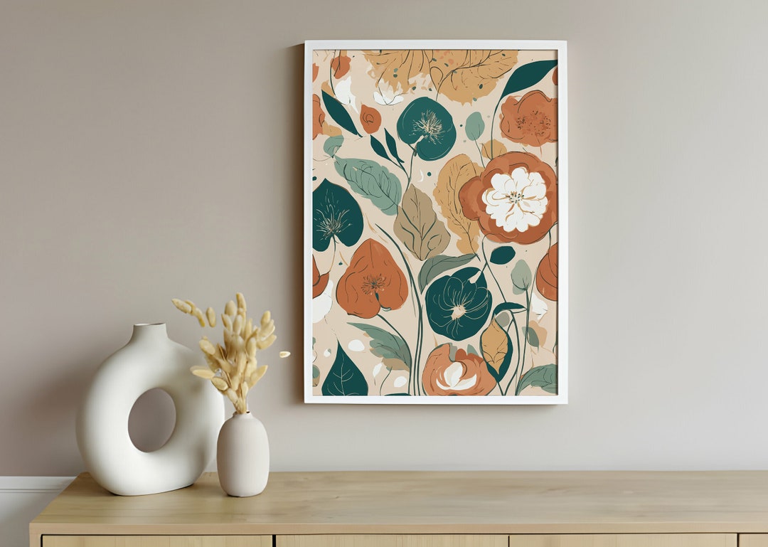 A Floral Pattern Wall Art, Floral Design Wall Art, Aesthetical Wall Art ...