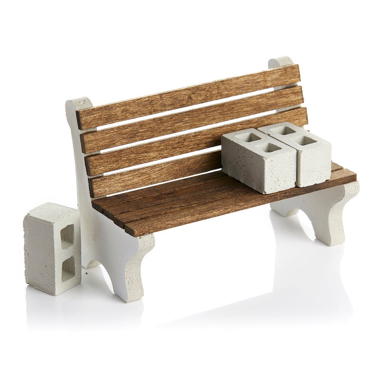 1:12 Scale Mini Outdoor Bench | Dollhouse Miniature Furniture ...