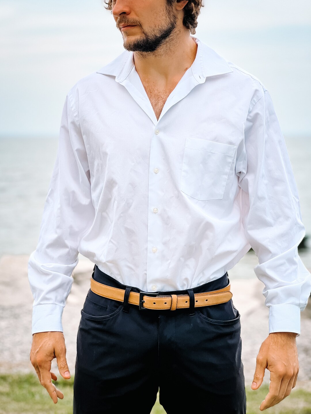 Beep Free® Tan Distressed Leather Belt 30mm 1-1-8th Inch ...