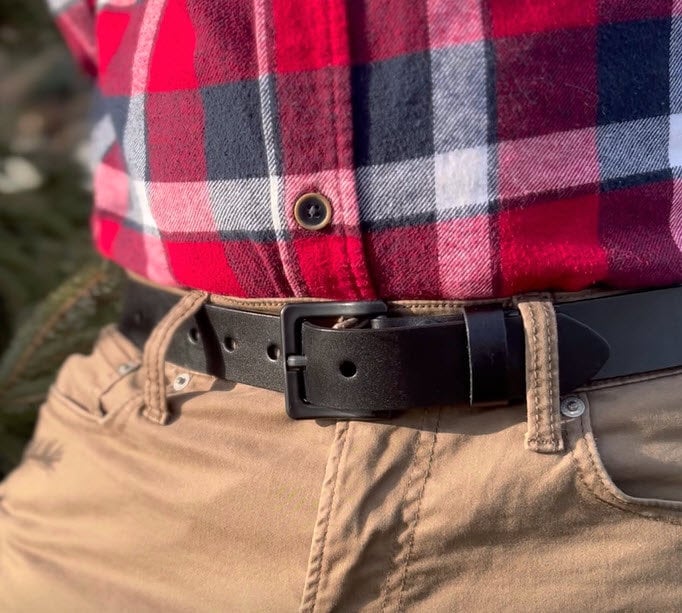 Beep Free® Black 1-3/8" Italian Leather Belt, Airport Friendly, 100% ...