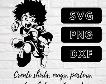 dxf svg cute anime cartoon hero eps instant download ai png jpg MHA ...