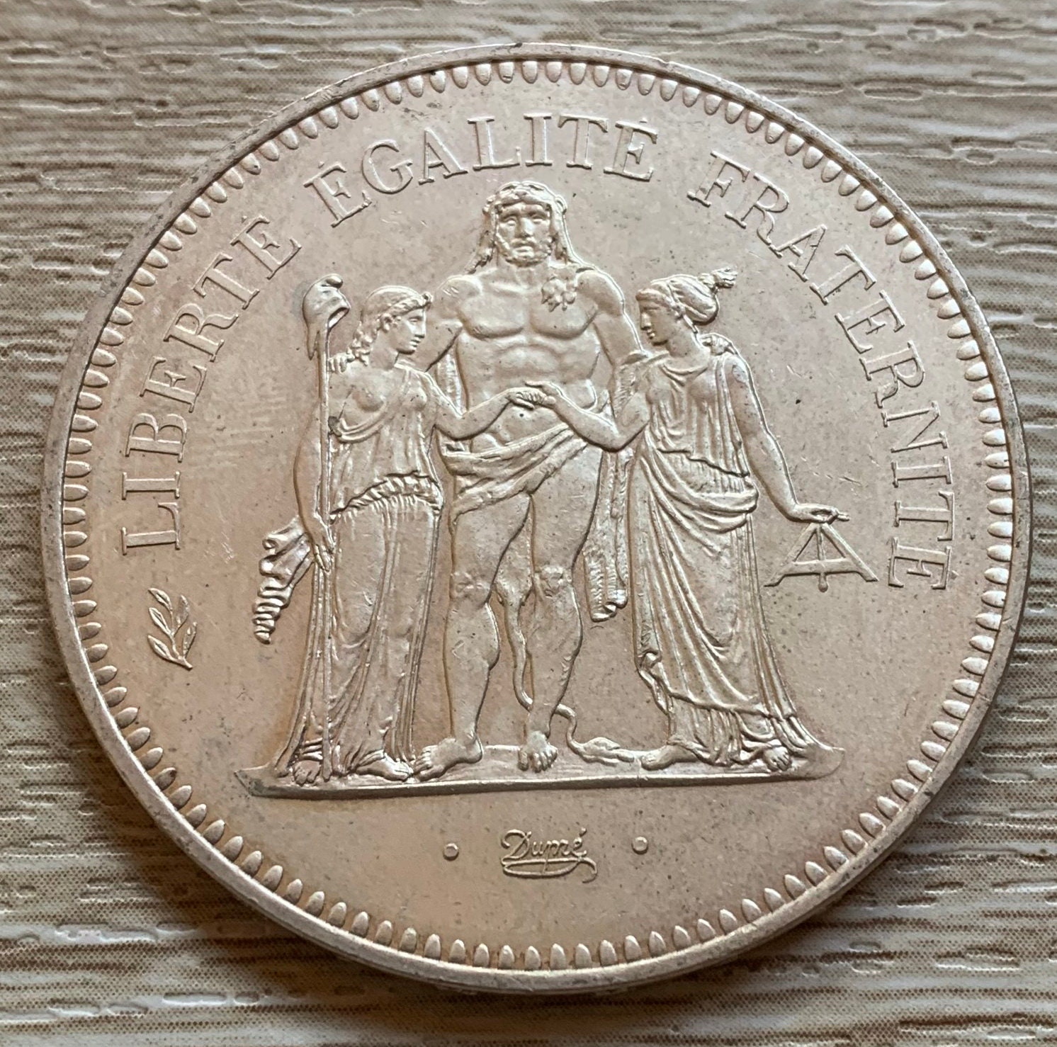 1974 France 50 Francs Silver Coin .900 Silver Hercules KM 941, French ...