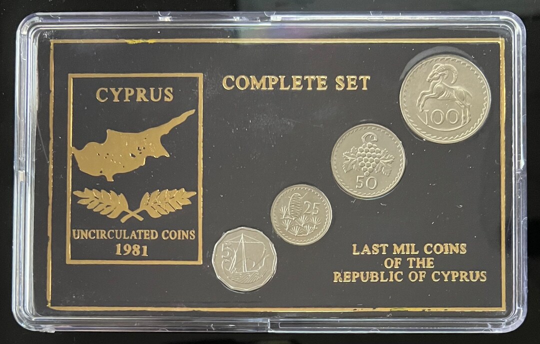 1981 Cyprus 4 Coins Complete Set in Case Last Mil Coins of - Etsy