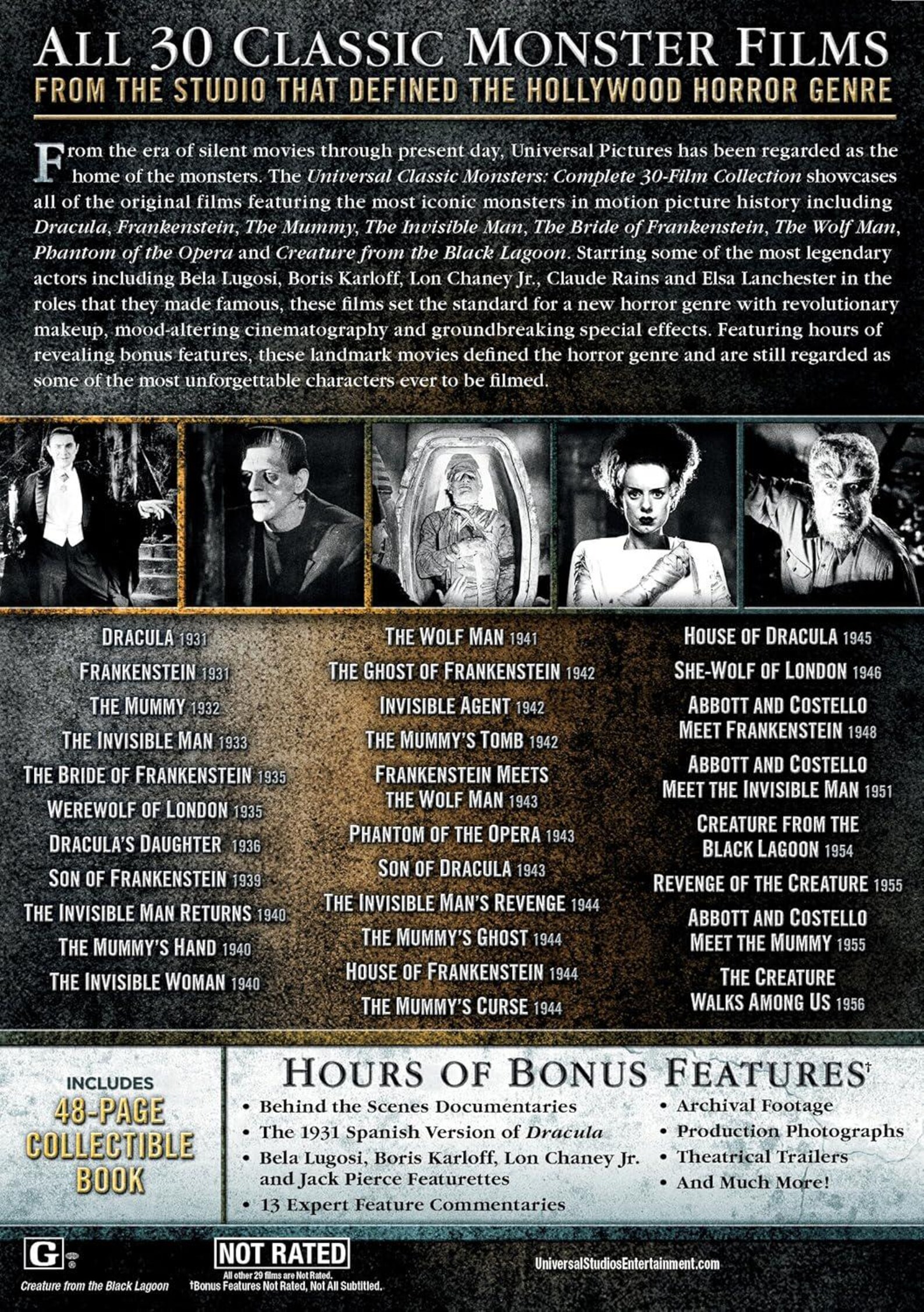 Universal Classic Monsters Complete 30 Film Collection Dvrr - Etsy