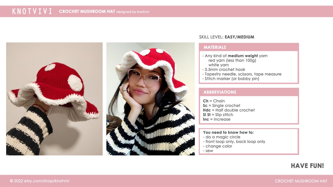 Mushroom Hat Pattern Crochet Cottagecore Autumn Fall Forest - Etsy