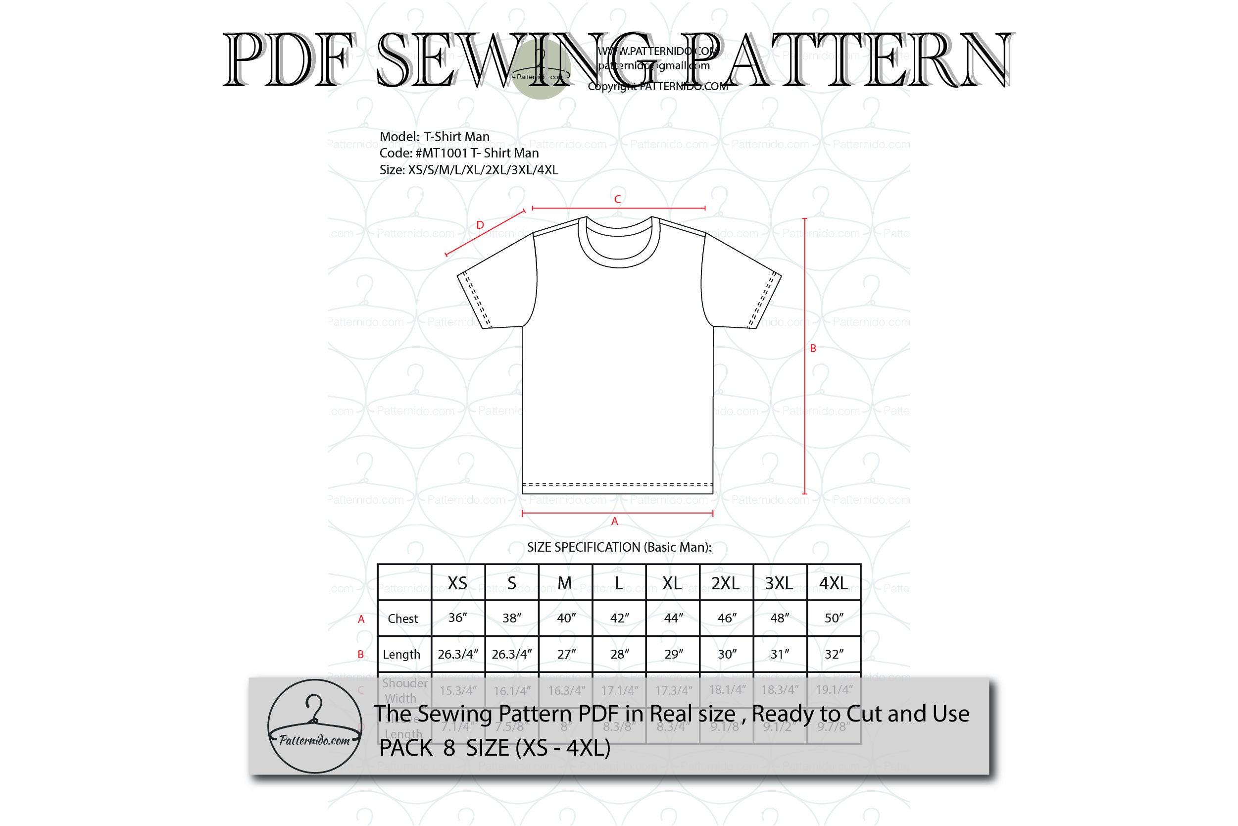 Pattern T-shirt for Men, Sewing Pattern PDF, Digital Pattern, Instant ...