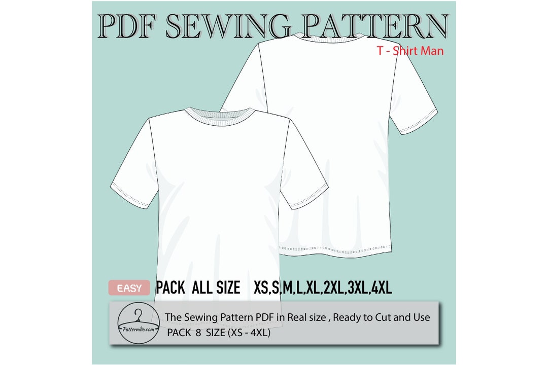 Pattern T-shirt for Men, Sewing Pattern PDF, Digital Pattern, Instant ...