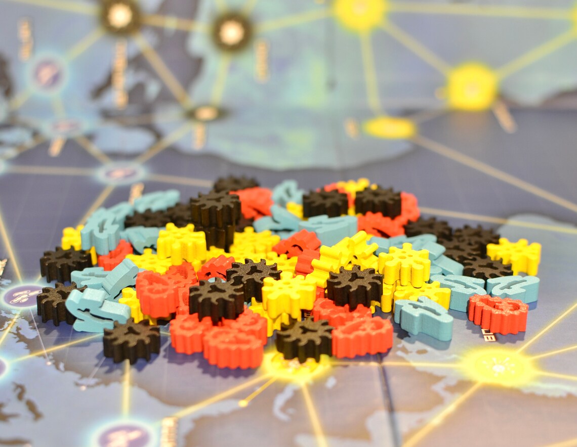 Pandemic Board Game Custom Wooden Virus Token Upgrade Set of | Etsy