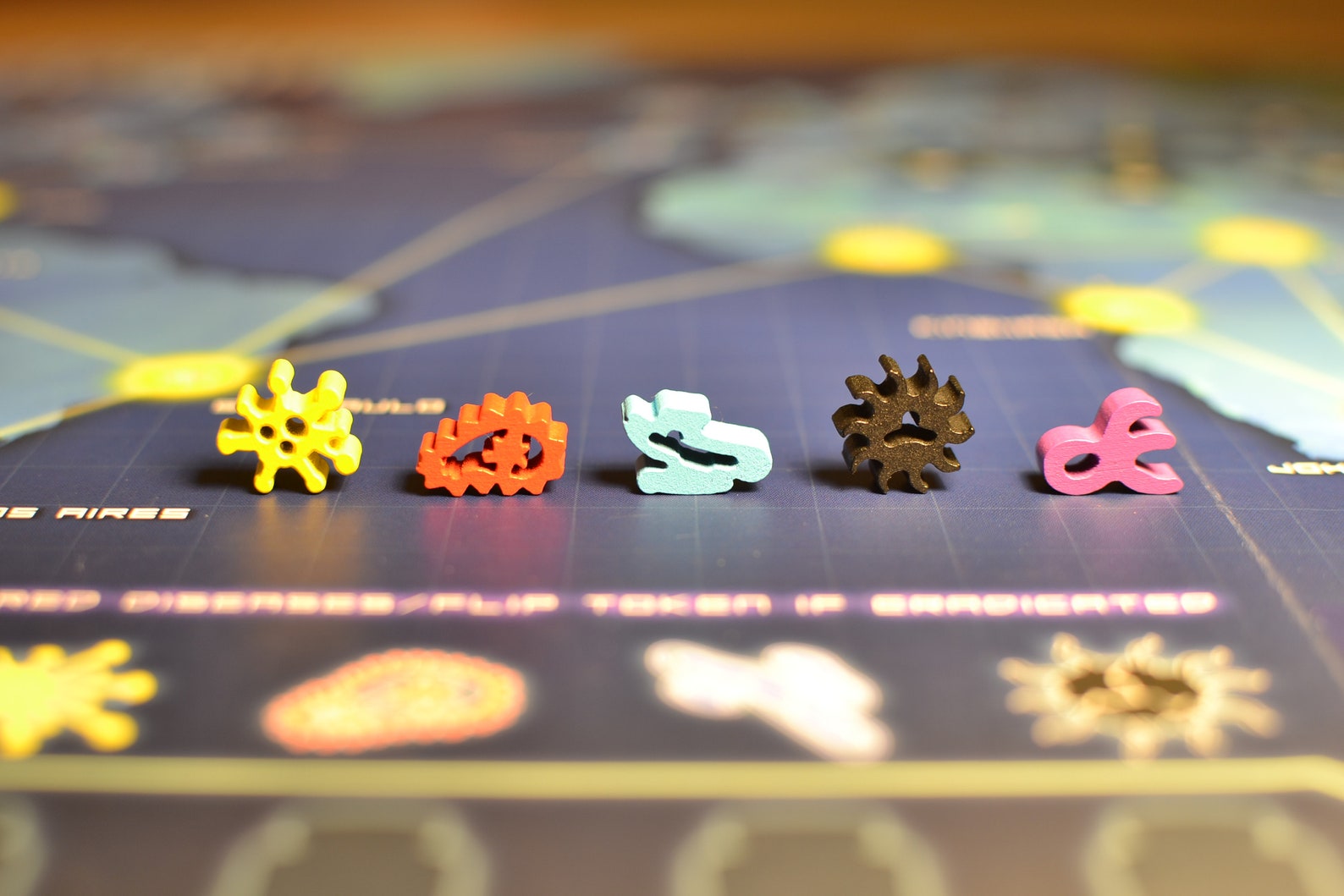 Pandemic Board Game Custom Wooden Virus Token Upgrade Set of | Etsy