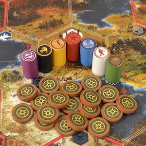 Scythe Board Game Wooden, Screen Printed Action Pawns and Encounter ...
