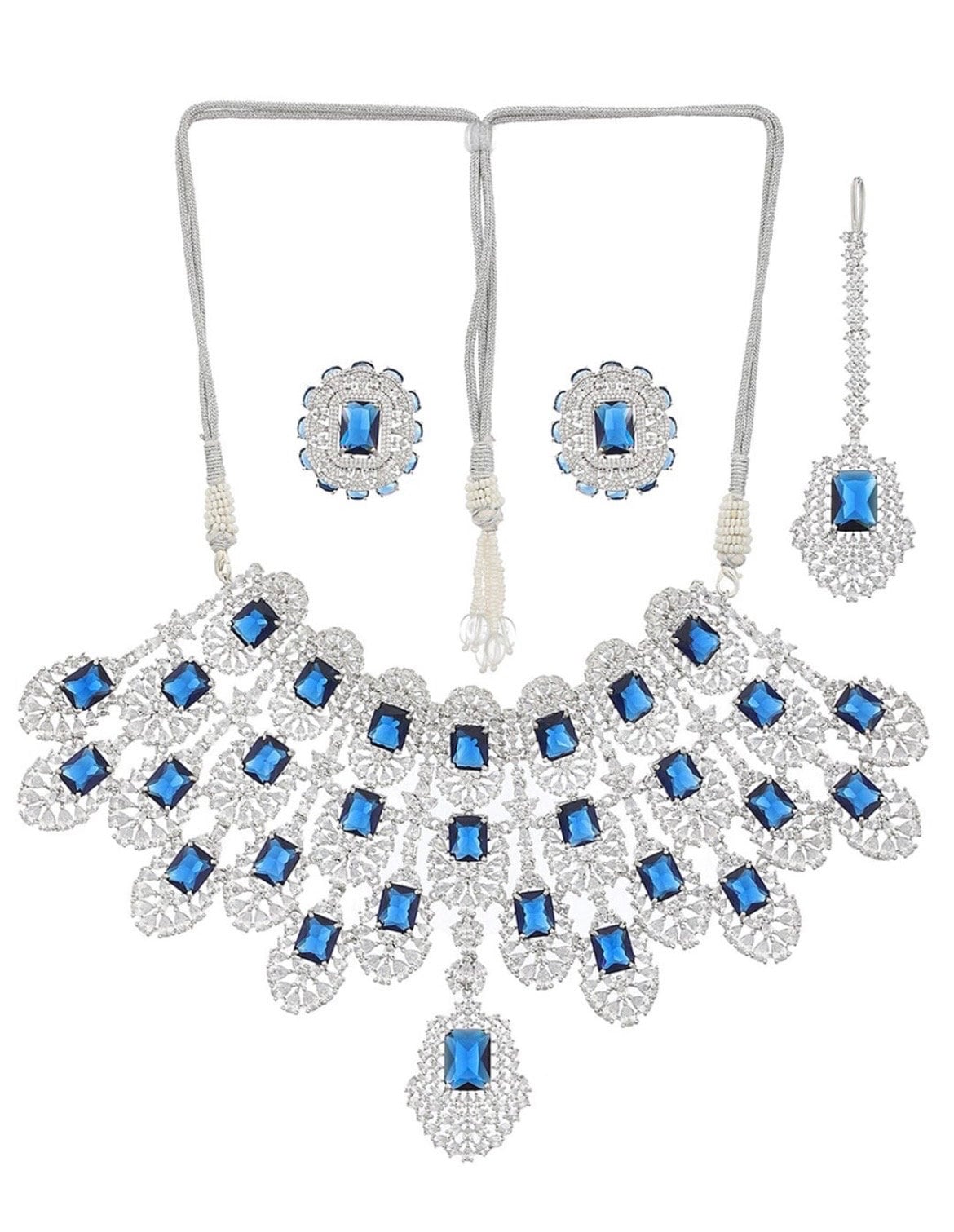Kiara Advani Bridal Necklace Emerald Diamond Jewelry Set Blue Stone ...