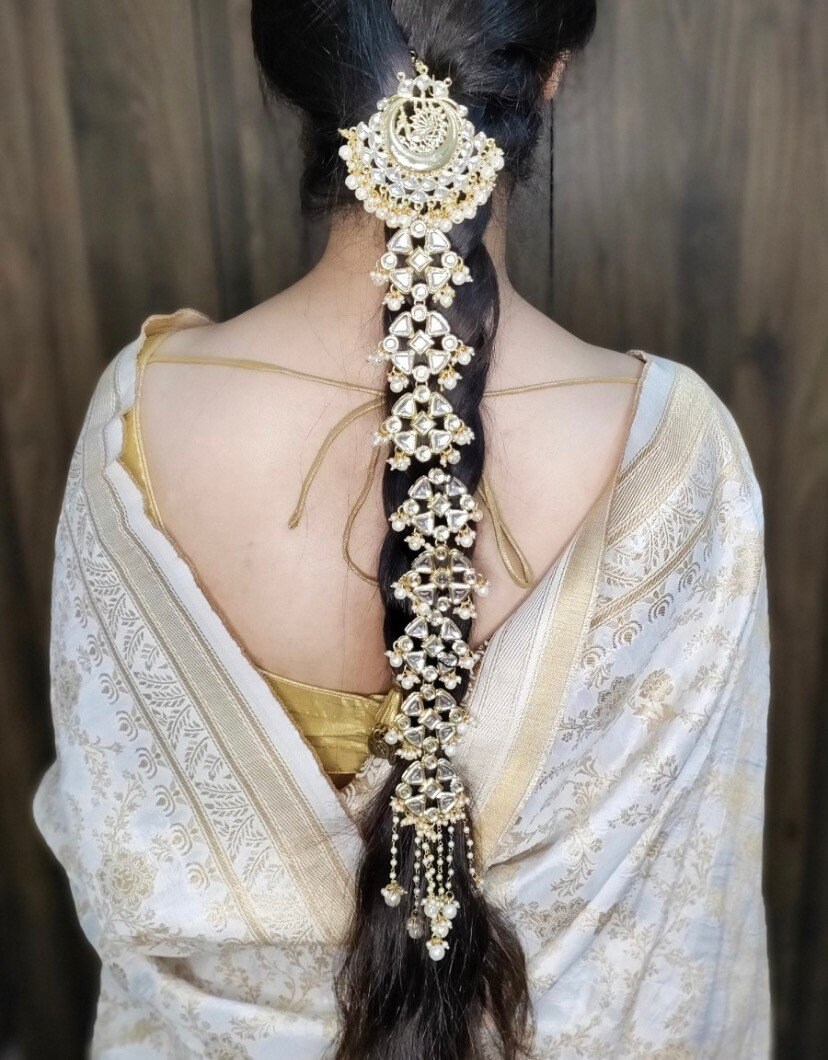 Gold Hair Braid Kundan Braid Bridal Wedding Hair Braid - Etsy