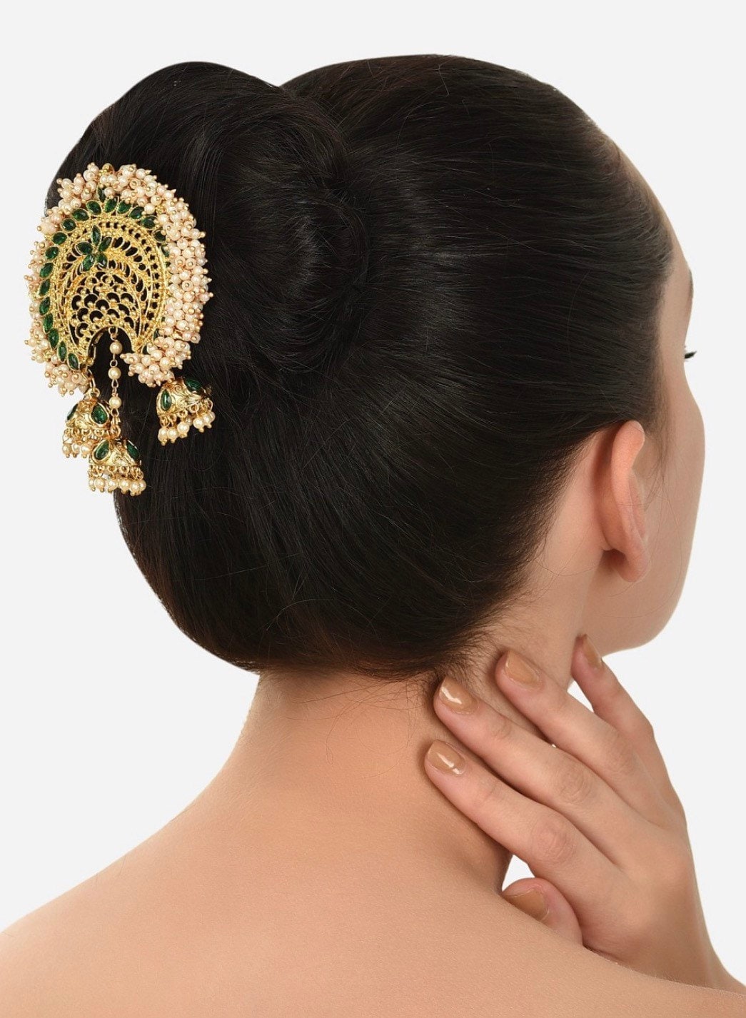 Bun Pin Green Bun Pin Hair Pin Hair Accessory Hair Jewelry Gold Tone ...