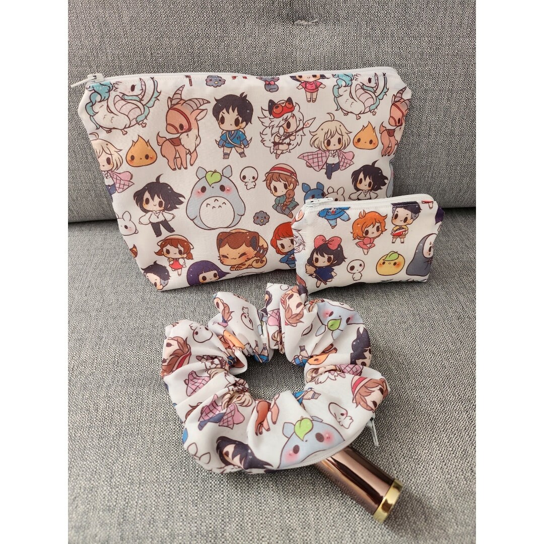 Ghibli Beauty Bag Wallet Scrunchie With Zipper Anime - Etsy