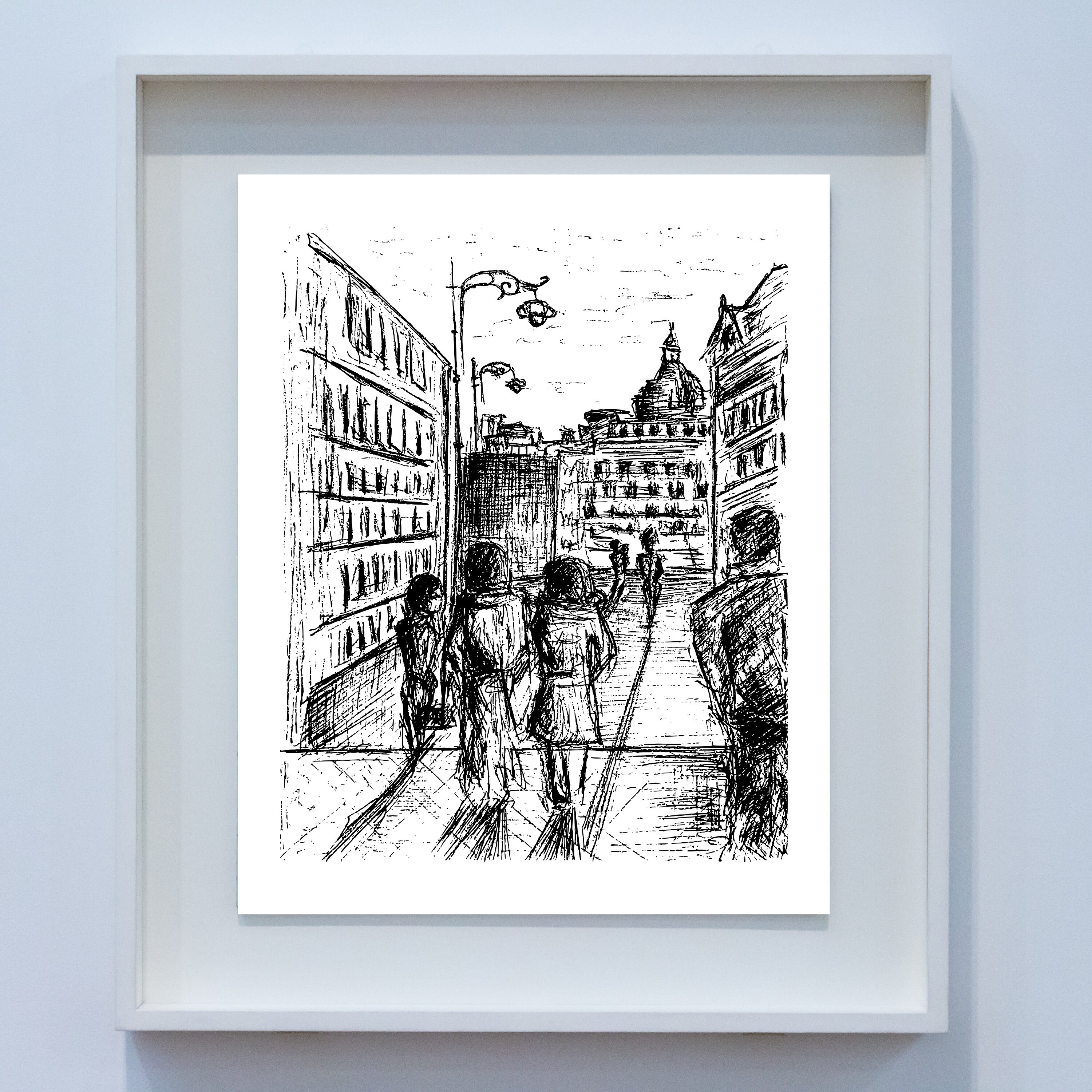 Busy Street Digital Print, Urban Illustration, Crowded Street, Digital ...