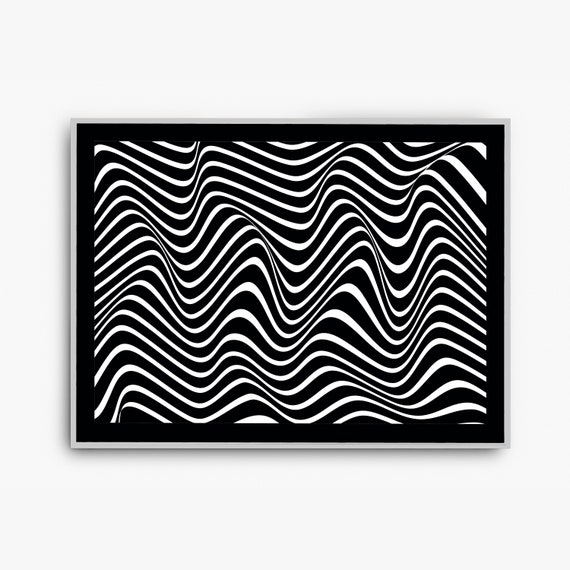 6 Abstract Illustrations Wavy Lines Wall Art Minimalist Red | Etsy