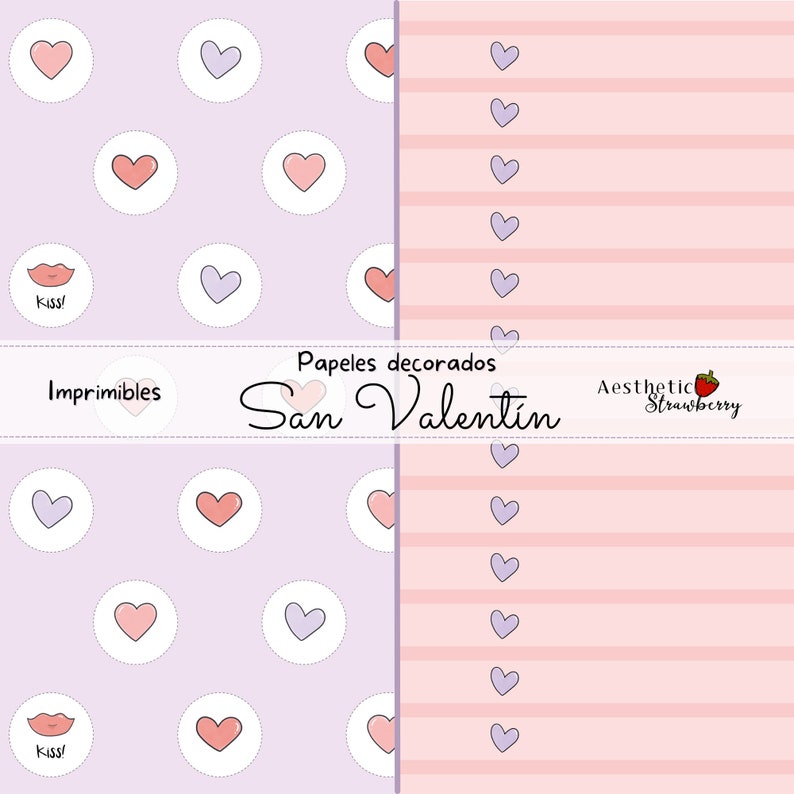 Papeles Decorados San Valentín Imprimibles - Etsy México