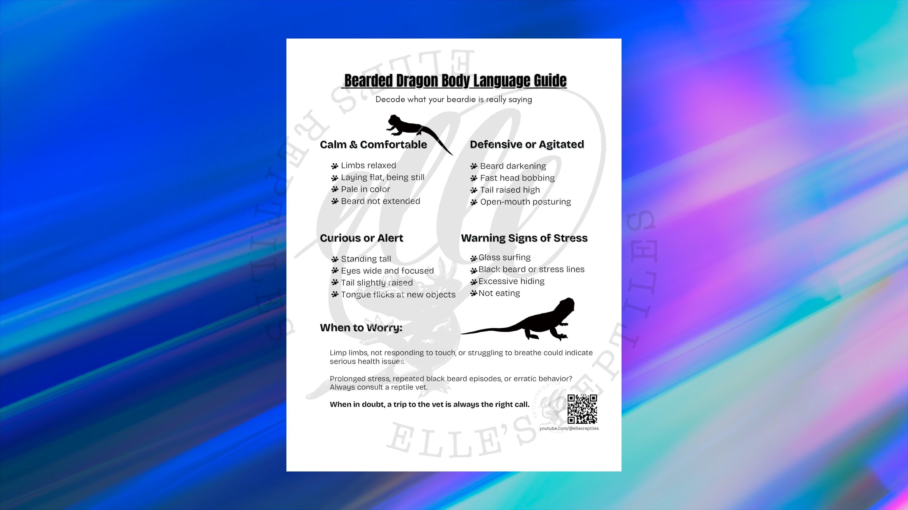 Bearded Dragon Body Language Guide | Reptile Notebook Printables ...