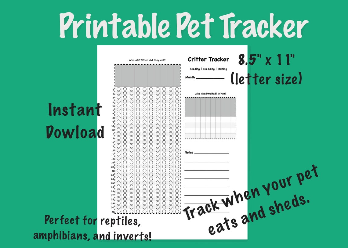Printable Critter Tracker | Reptile Feeding Tracker | Feeding Tracker ...