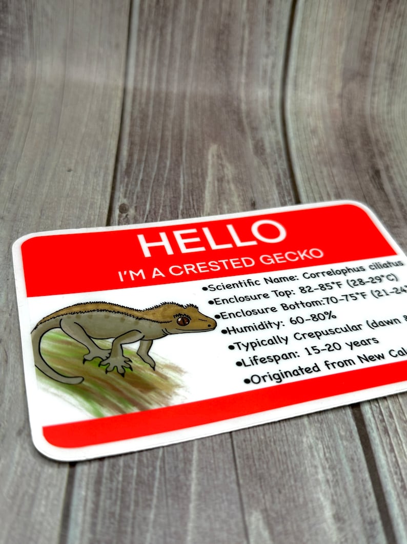 Hello I'm A Crested Gecko Tank Sticker | Reptile Info Label - Etsy