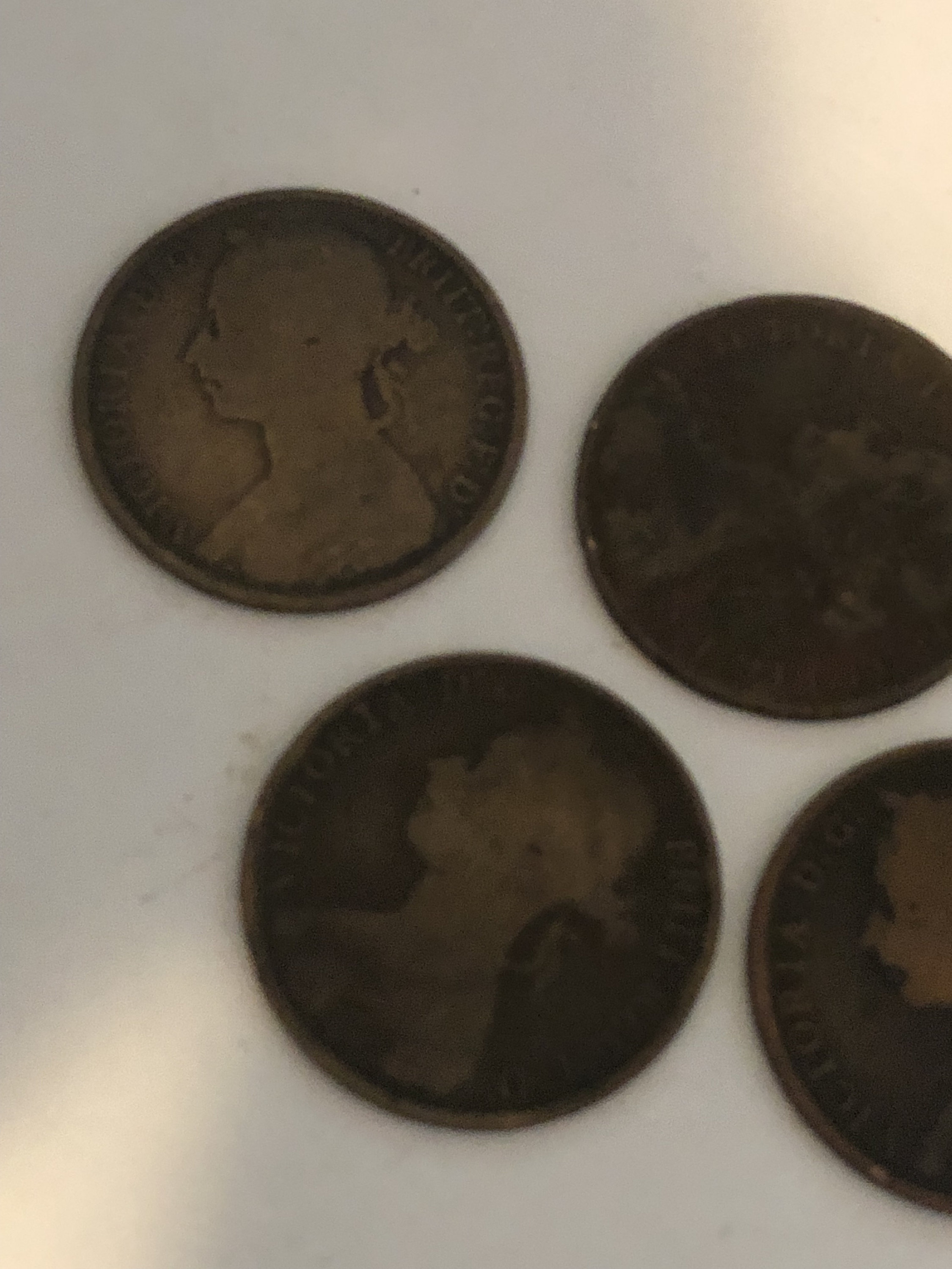 Old Queen Victoria Copper Pennies 1867, 1889, 1890, 1891, 1892. 5 Coins ...