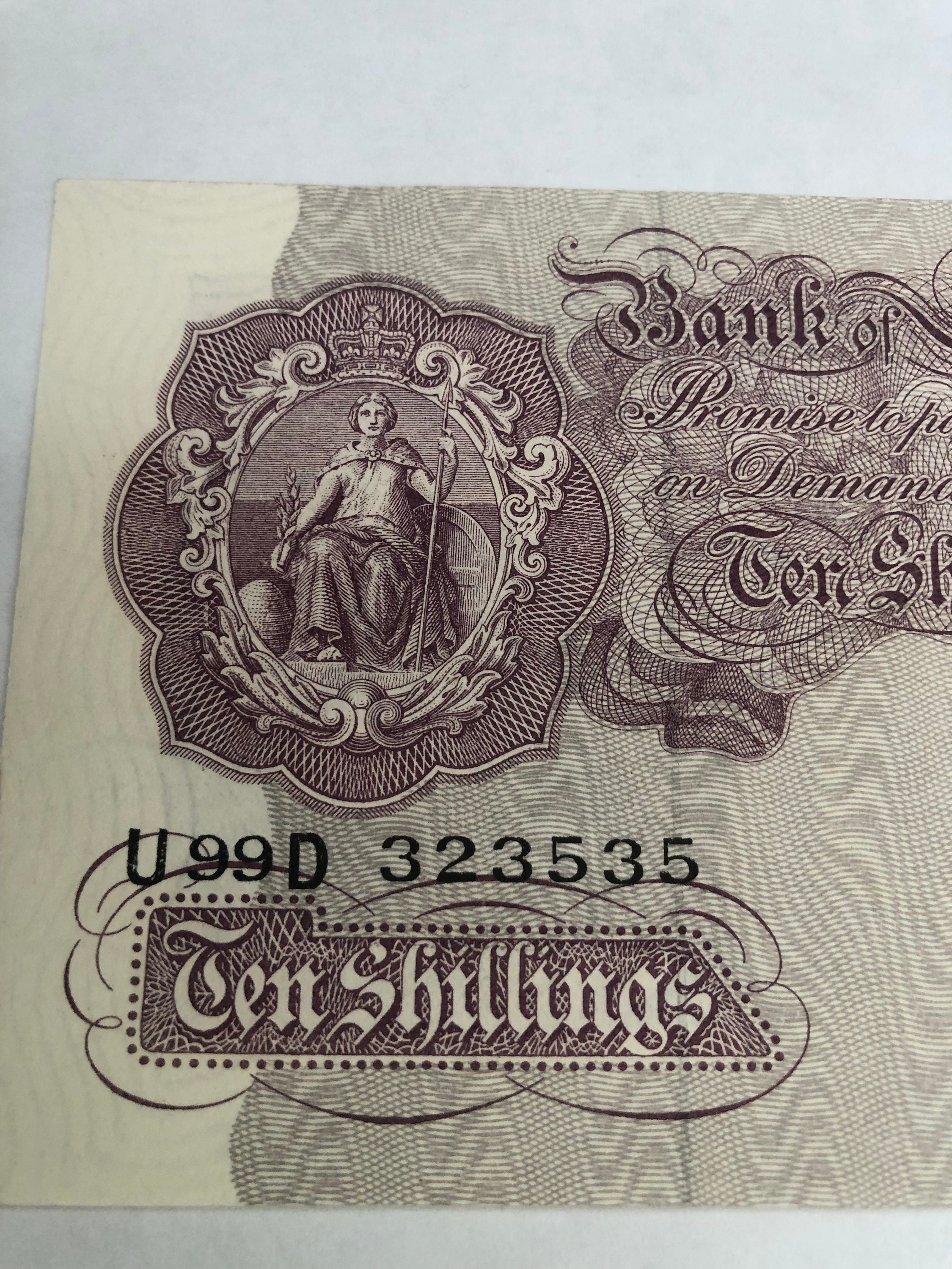 Bank of England Ten Shilling Note U99D 323535 - Etsy