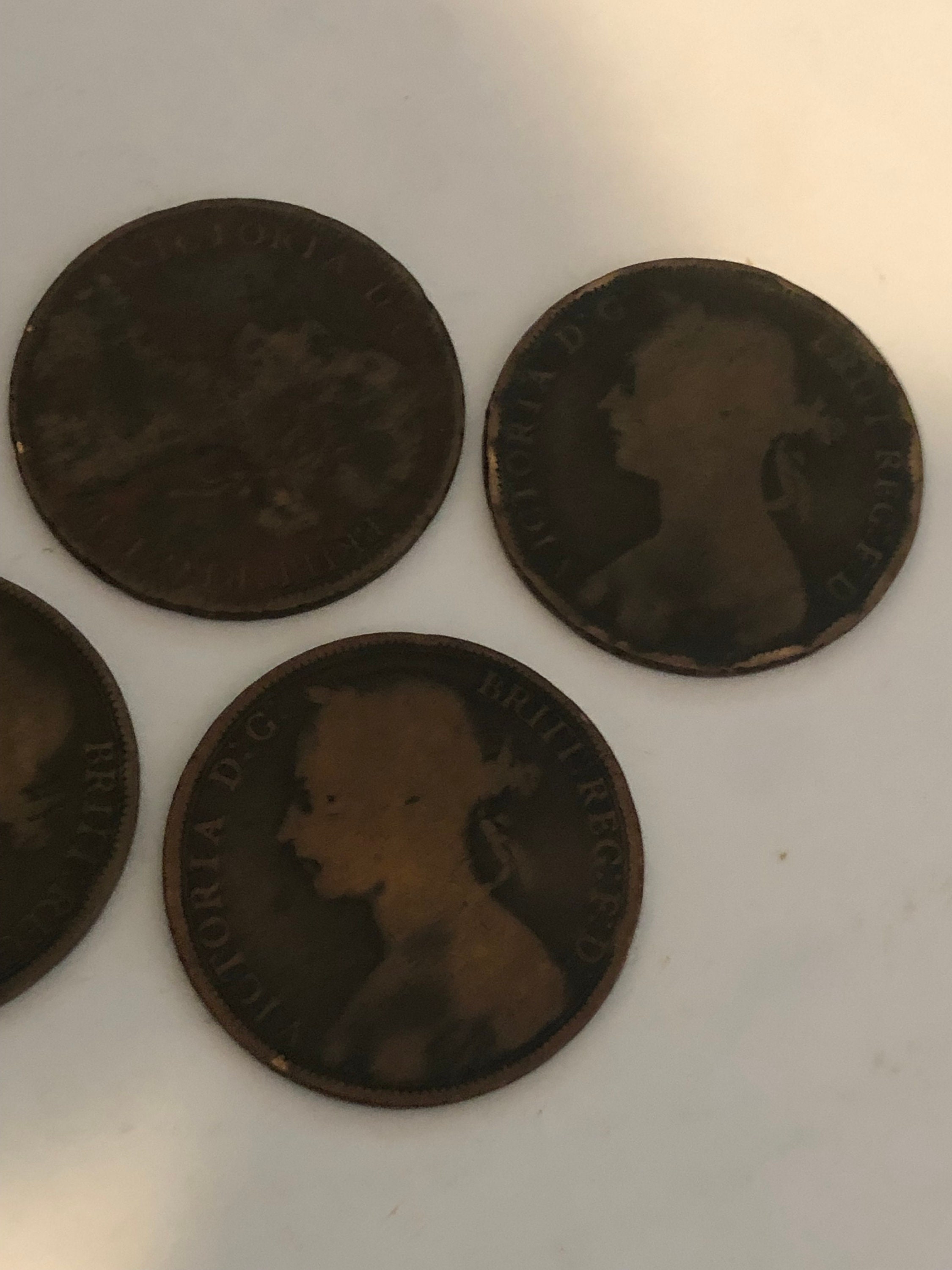 Old Queen Victoria Copper Pennies 1867, 1889, 1890, 1891, 1892. 5 Coins ...