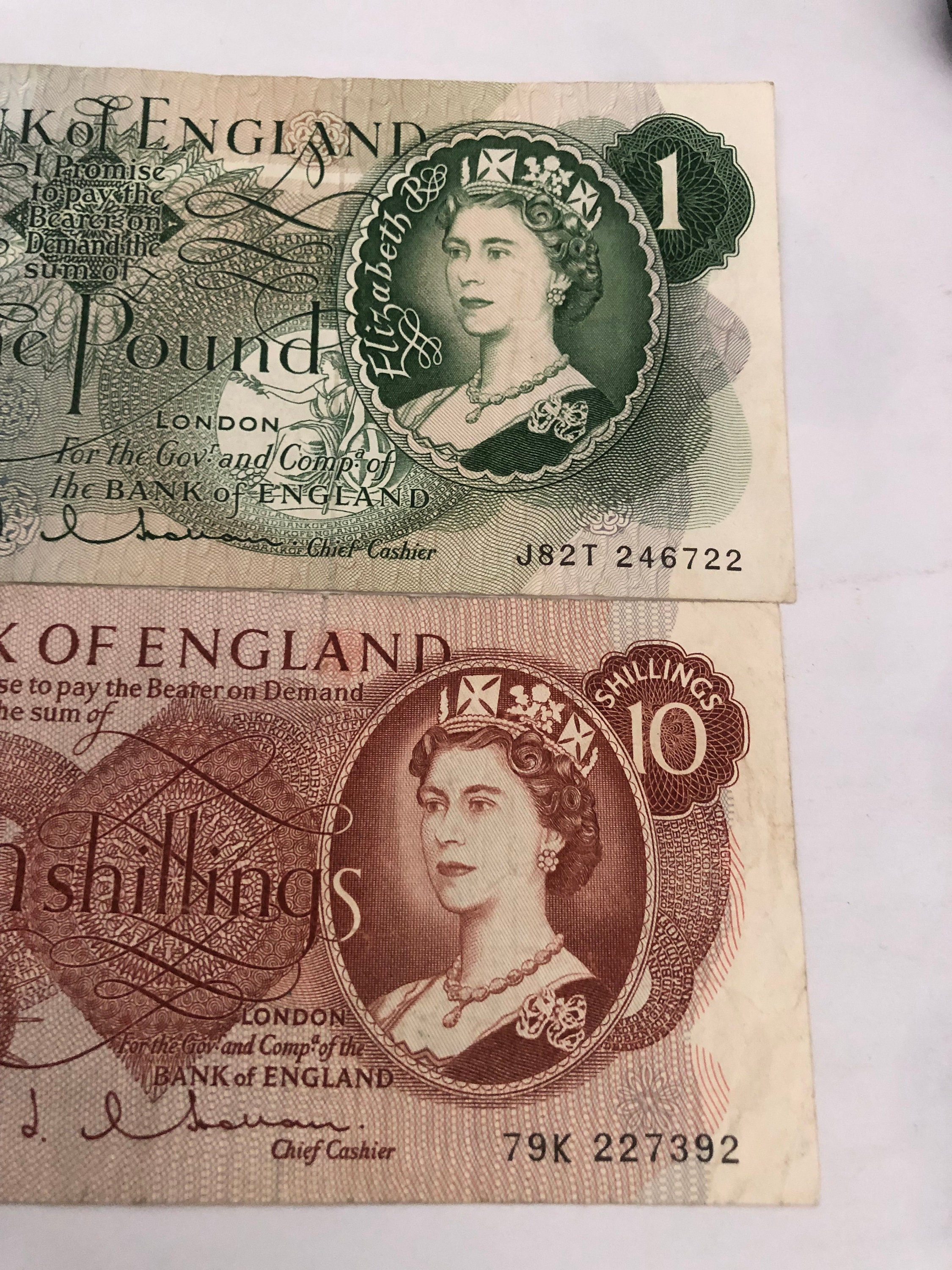 Bank of England Paper Money J82T 246722 / 79K 227392 2 Notes per Lot - Etsy