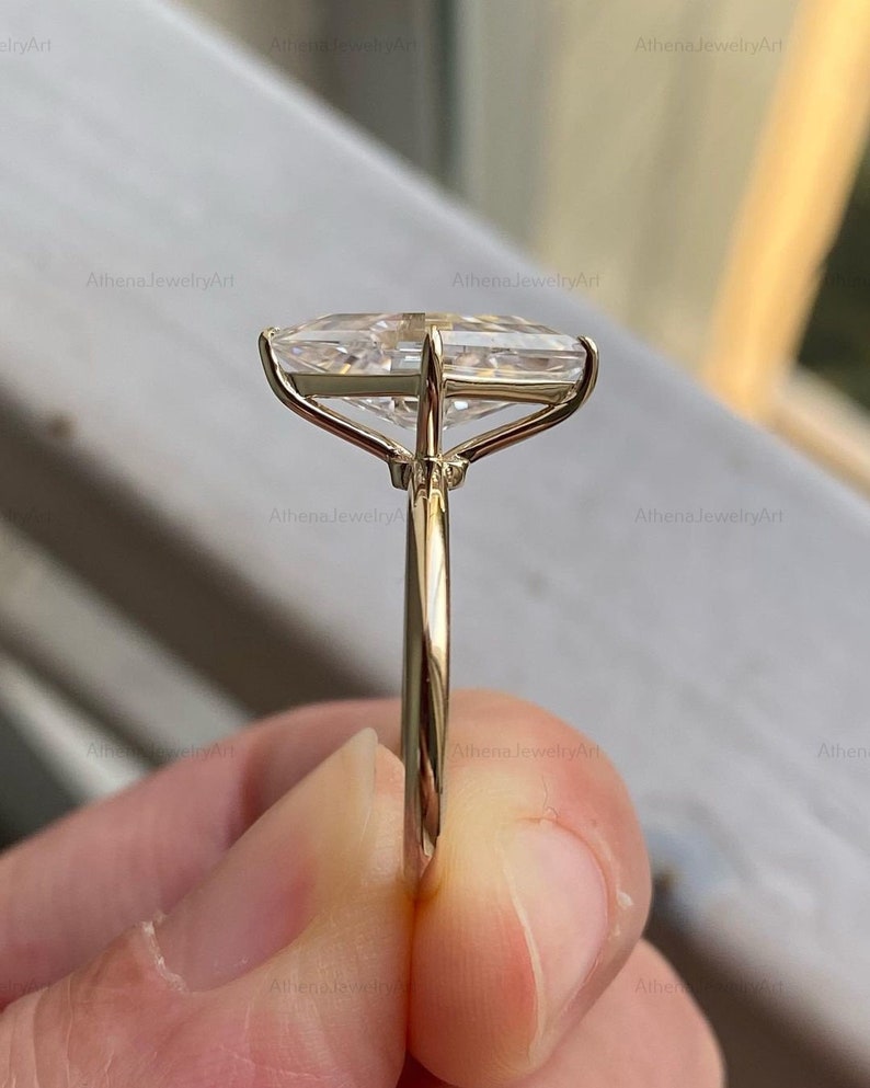 Kite Cut Solitaire Gold Engagement Ring Colorless Lozenge Cut - Etsy