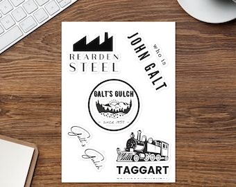 Ayn Rand Quote Novel Bundle Sticker Sheet Atlas Shrugged the ...