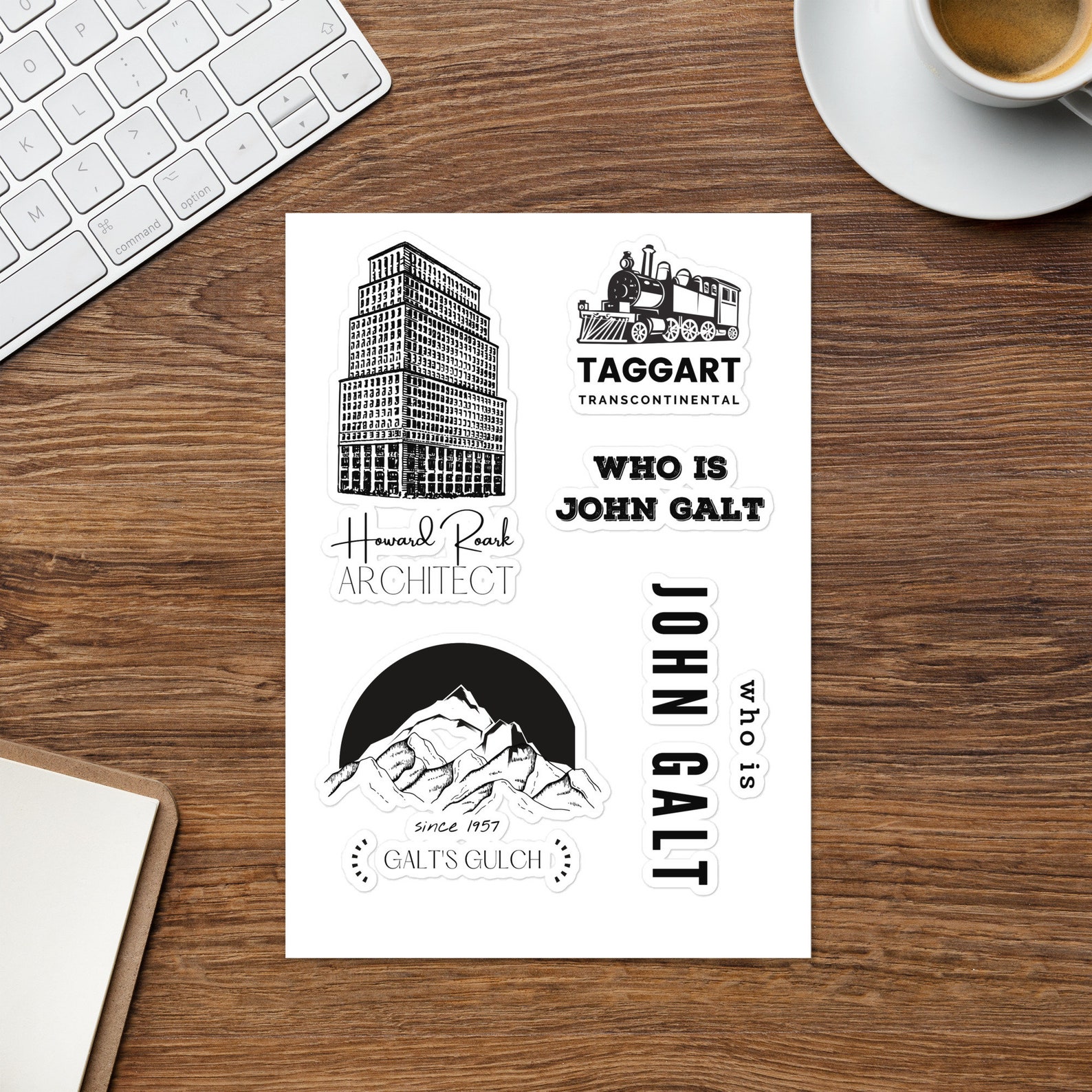 Ayn Rand Quote Novel Bundle Sticker Sheet Atlas Shrugged the ...