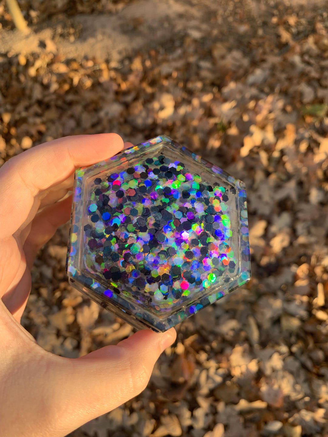 Black Rainbow Glitter Resin Container | Holographic Reflective Glitter ...