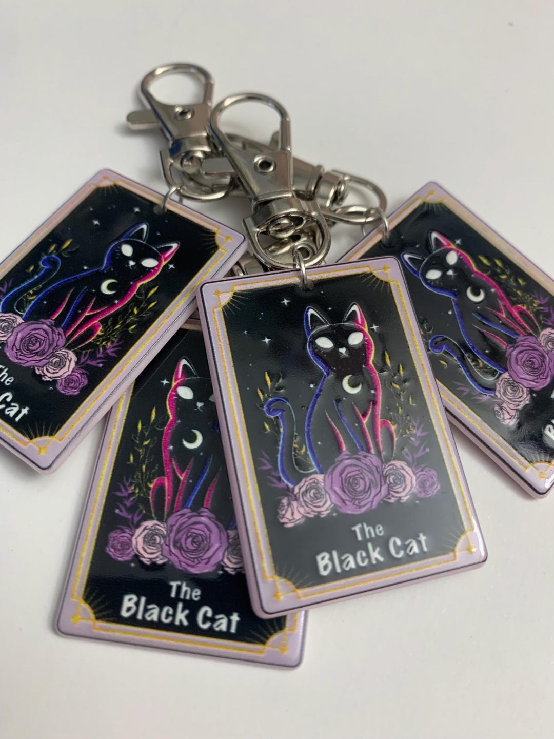 Black Cat Tarot Card Keychain Decor | Cat Keychains | Black Cat ...