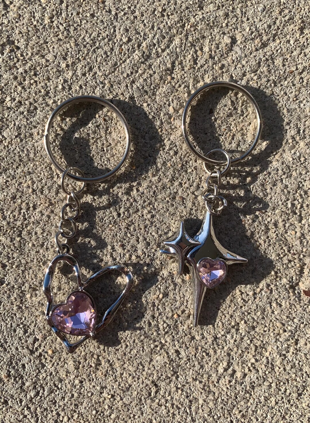 Metal Keychain Decor | Sparkle Keychain Decor With Pink Heart | Heart ...